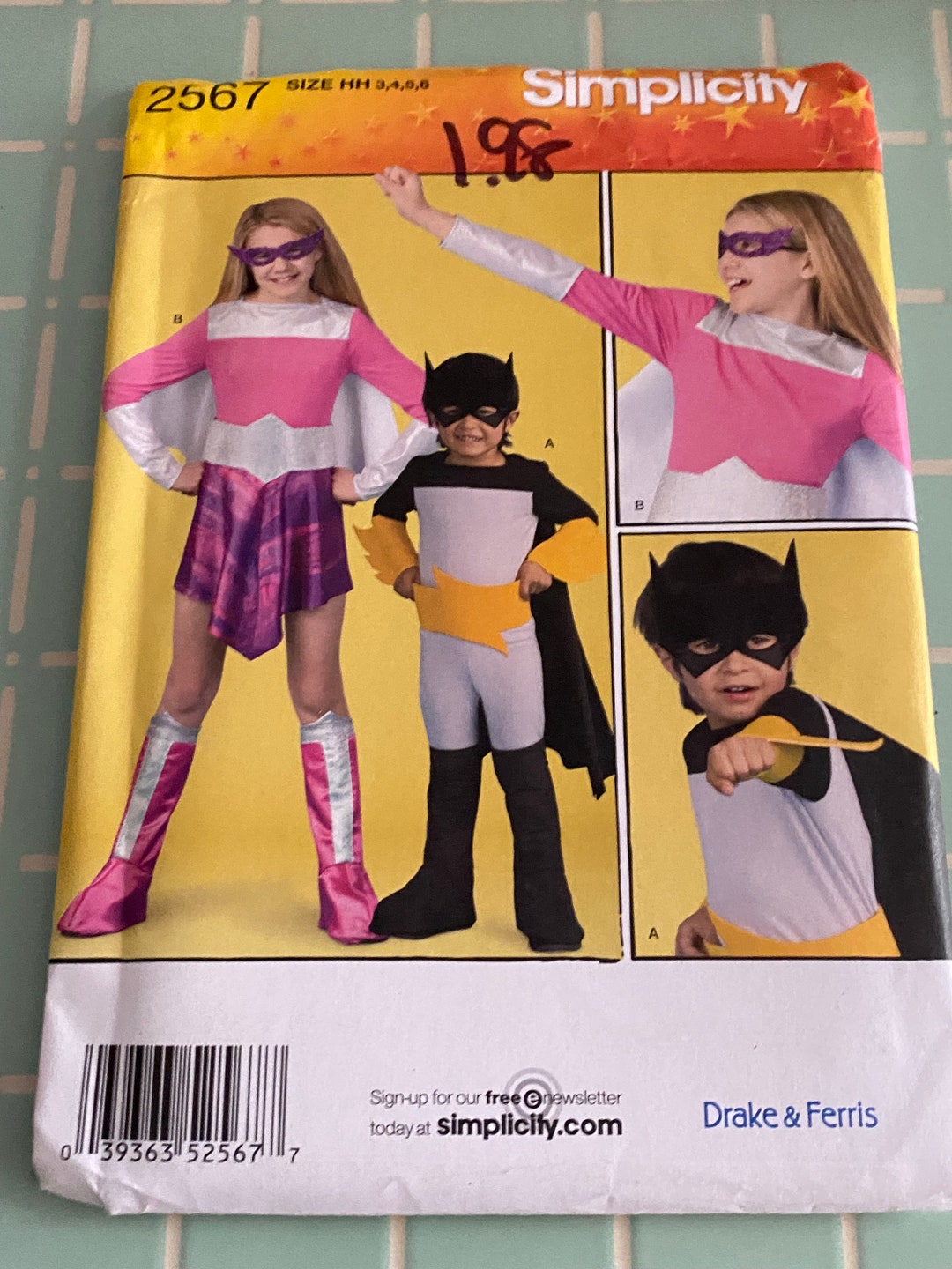 Children’s Superhero Costume Pattern- Simplicity #2567 - Etsy
