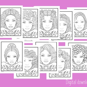 Makeup Coloring Page Digital Download for Kids, Hairstyle Coloring ...