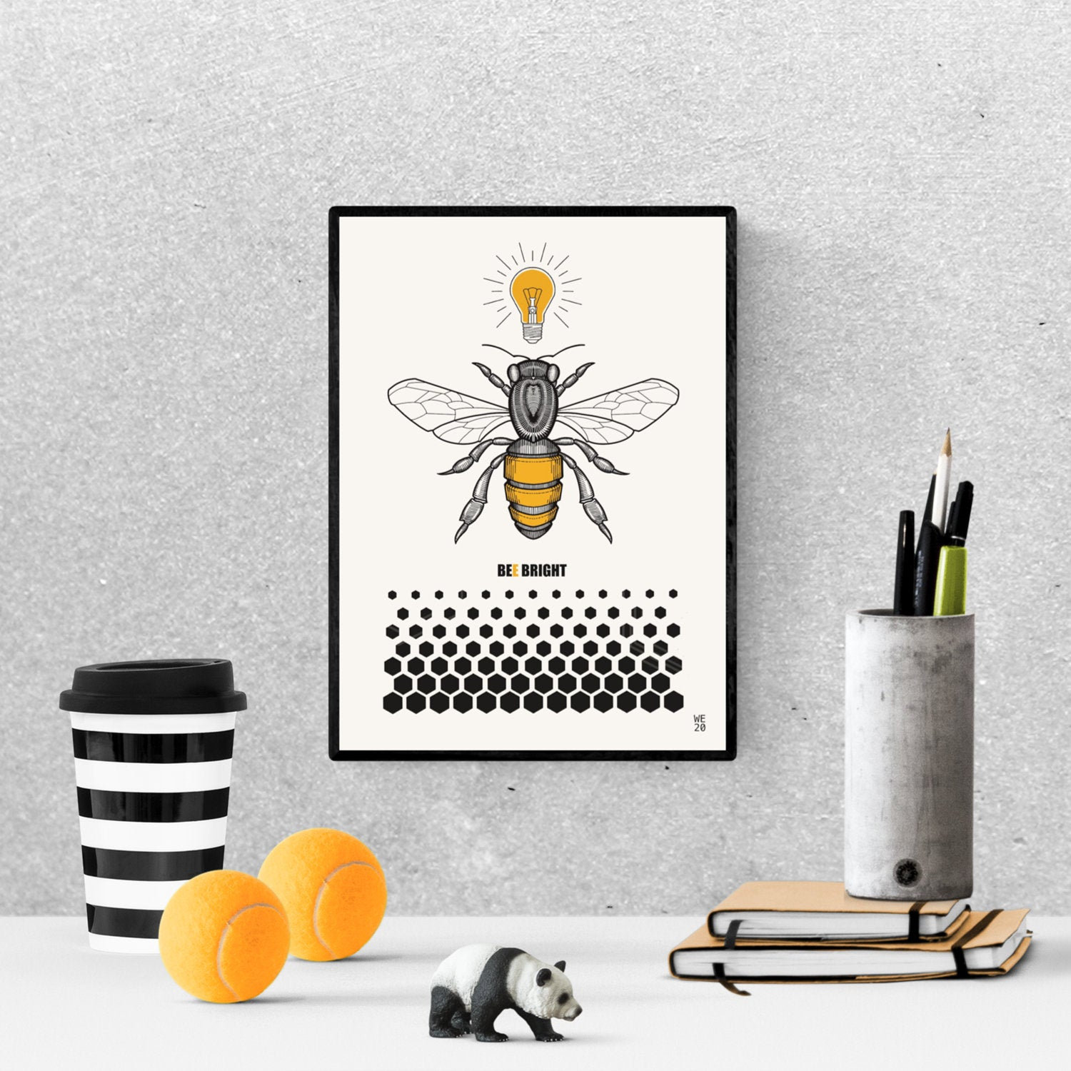 Bee Decor, Bee Bright Printable, Bee Decorations, Hexagon Wall Art ...