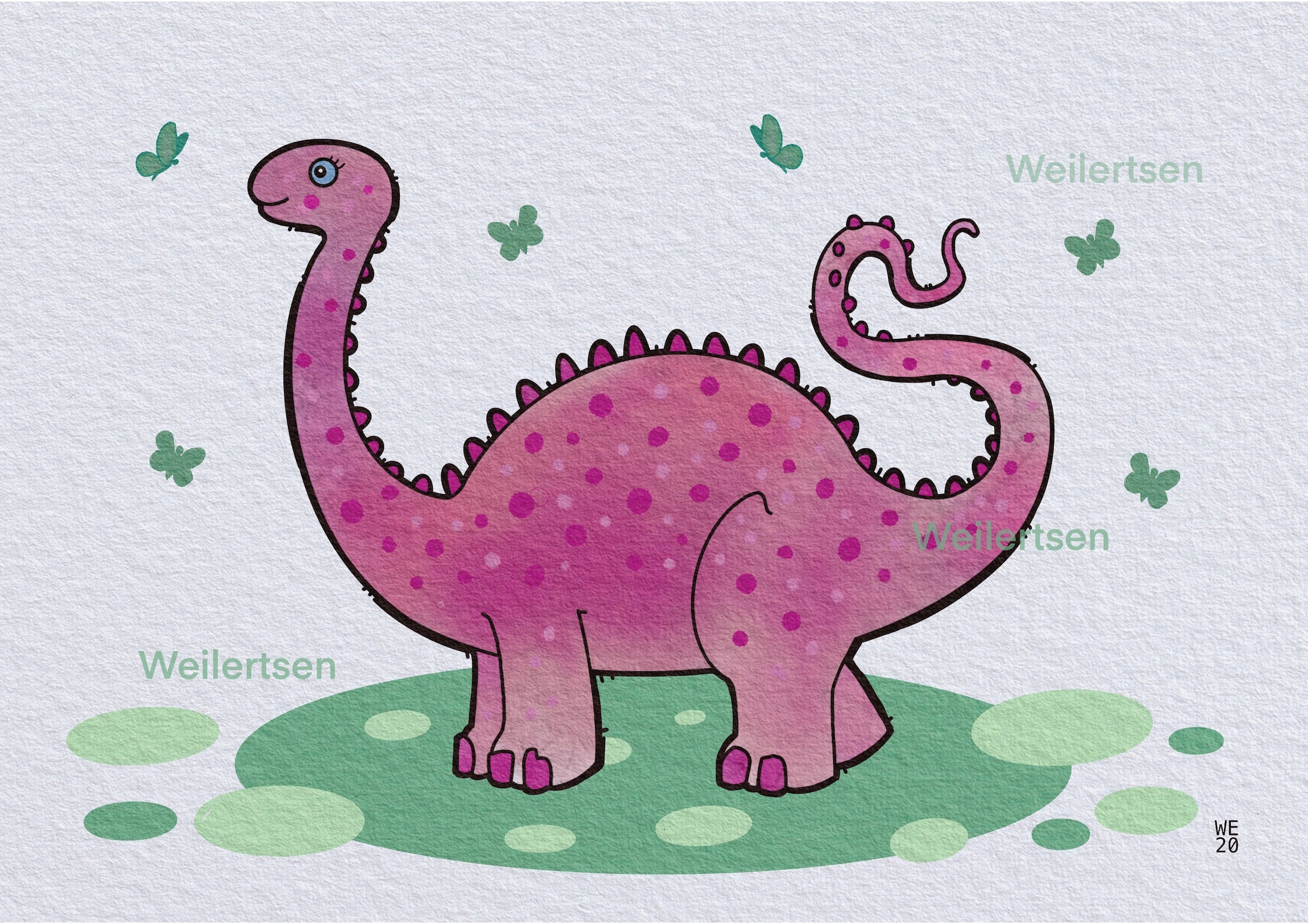 Pink Dinosaur, Baby Shower Gift, Girls Room Decor, Diplodocus ...