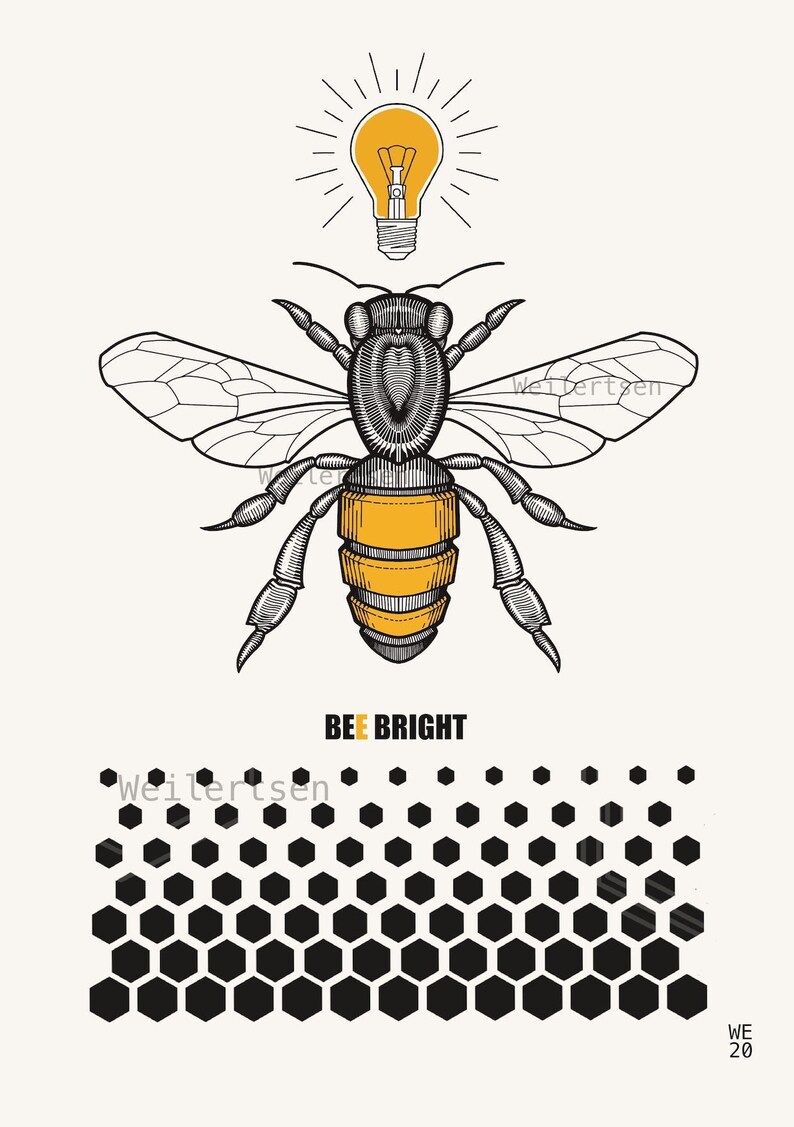 Bee Decor, Bee Bright Printable, Bee Decorations, Hexagon Wall Art ...