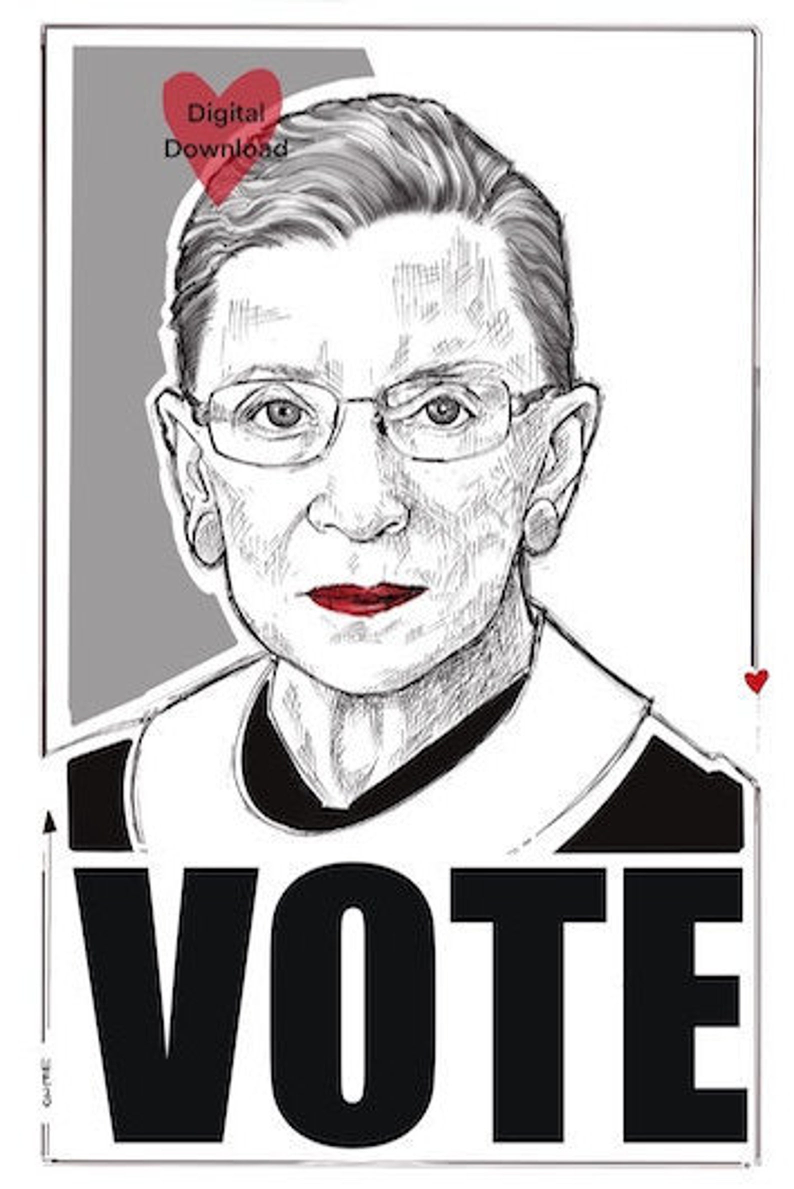 RBG Vote Portrait Art Poster (digital Download) - Etsy