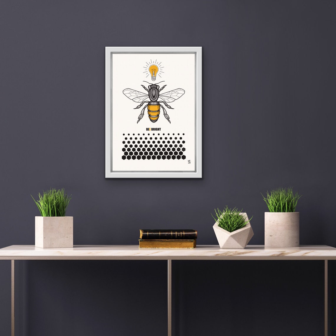 Bee Decor, Bee Bright Printable, Bee Decorations, Hexagon Wall Art ...