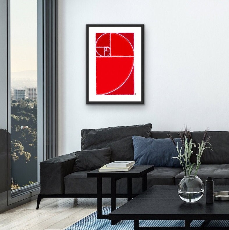 Fibonacci Sequence Art Print, Printable Wall Art, Golden Ratio ...