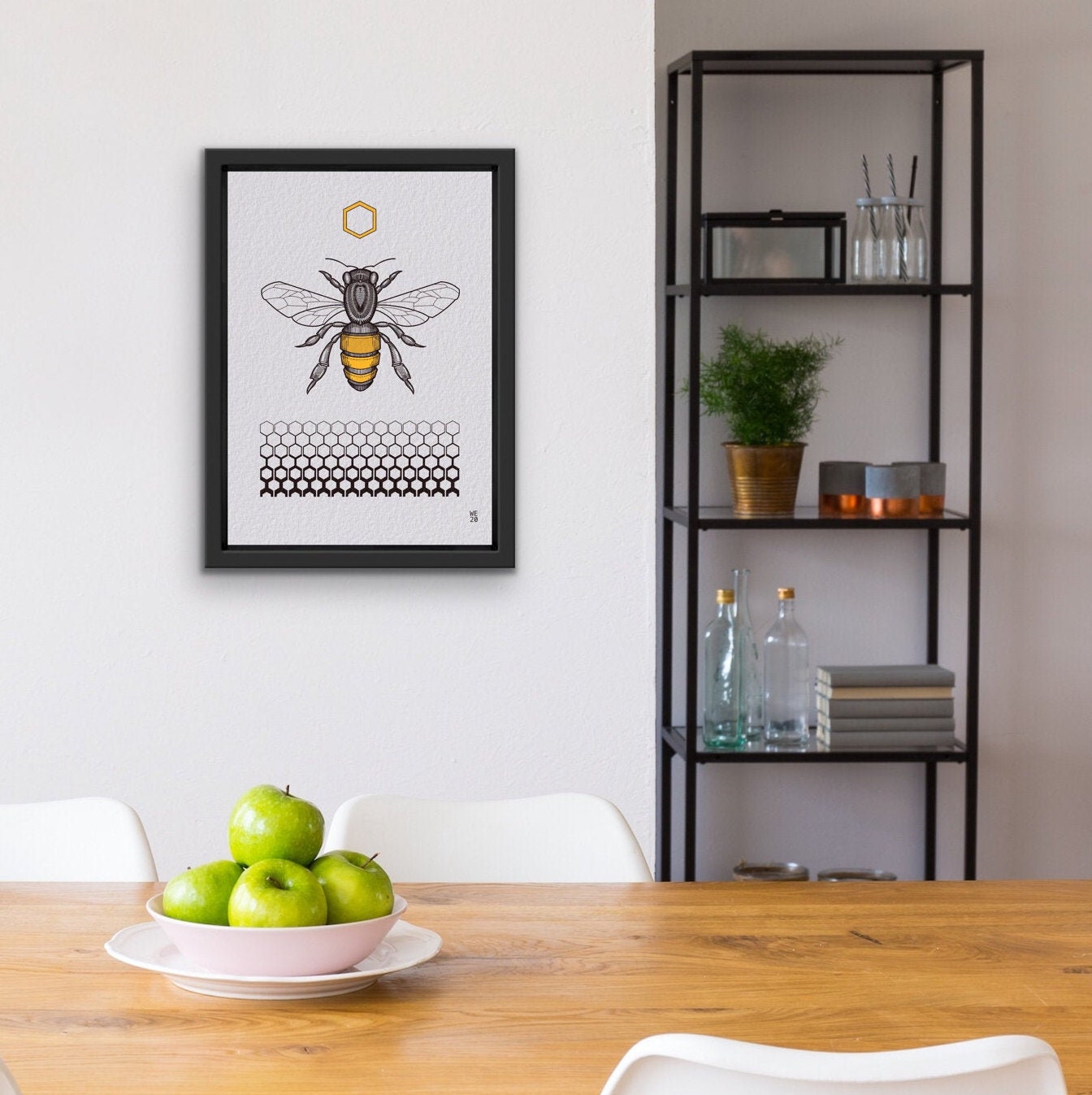 Bee home decor printable bee decorations hexagon wall art | Etsy