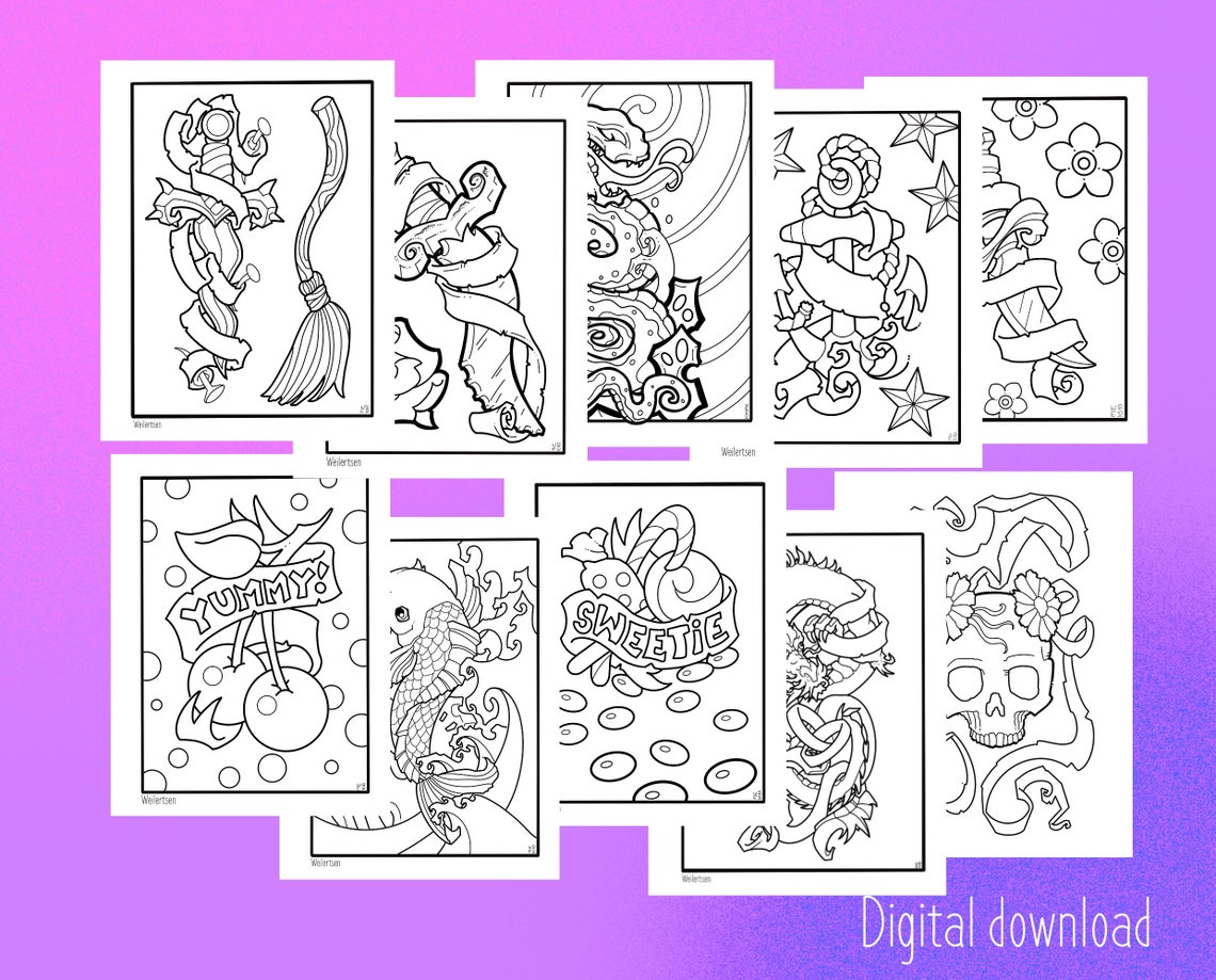 Tattoo Coloring Pages for Kids, Traditional Tattoo Flash Book ...