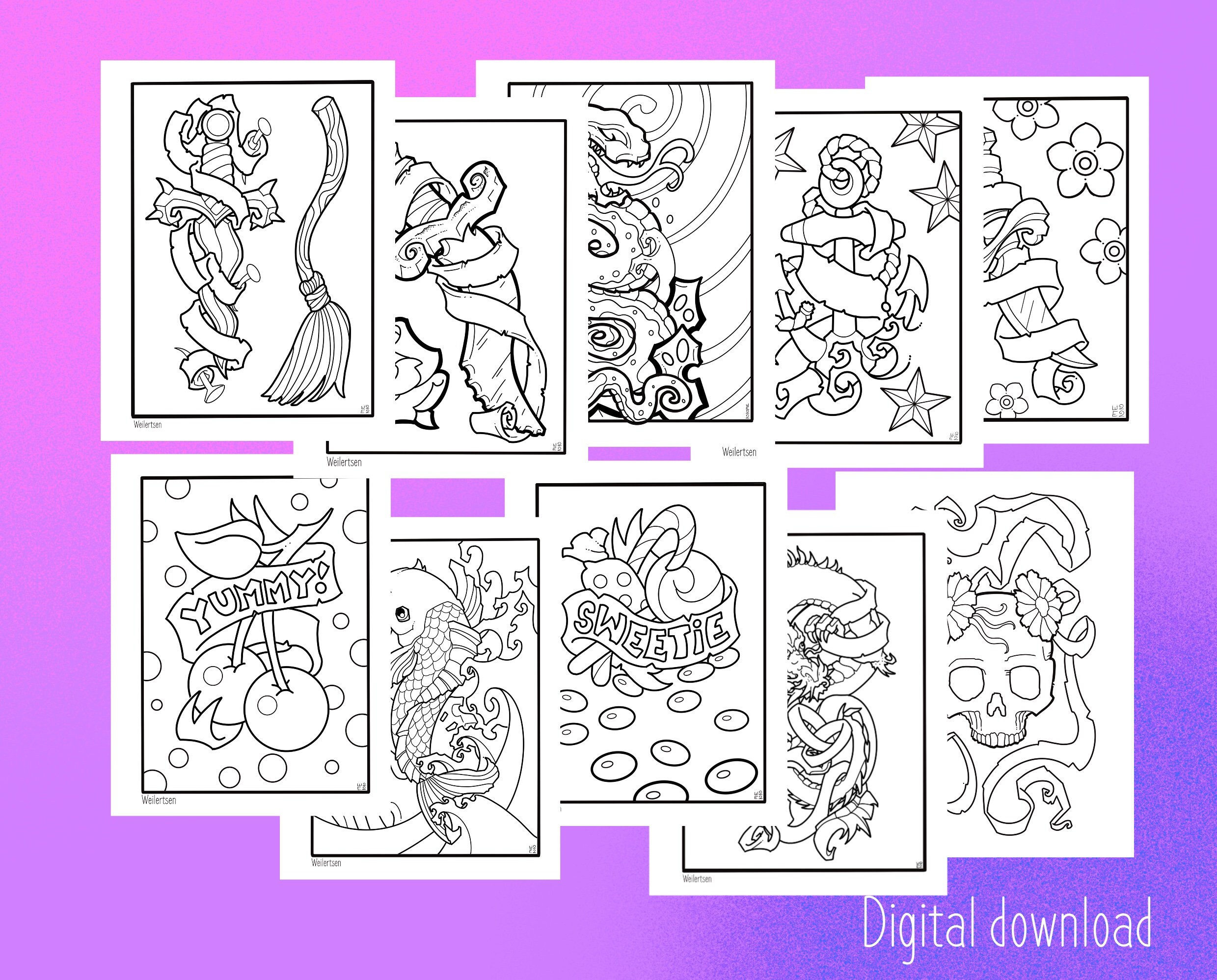 Tattoo Coloring Pages for Kids, Traditional Tattoo Flash Book ...