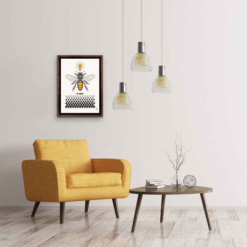 Bee Decor, Bee Bright Printable, Bee Decorations, Hexagon Wall Art ...