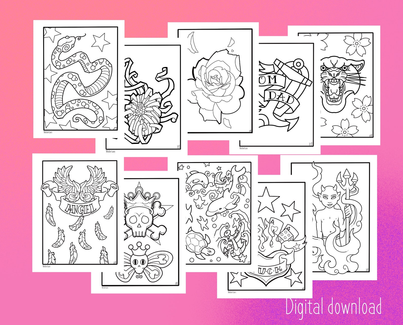 Tattoo Coloring Pages for Kids, Traditional Tattoo Flash Book ...