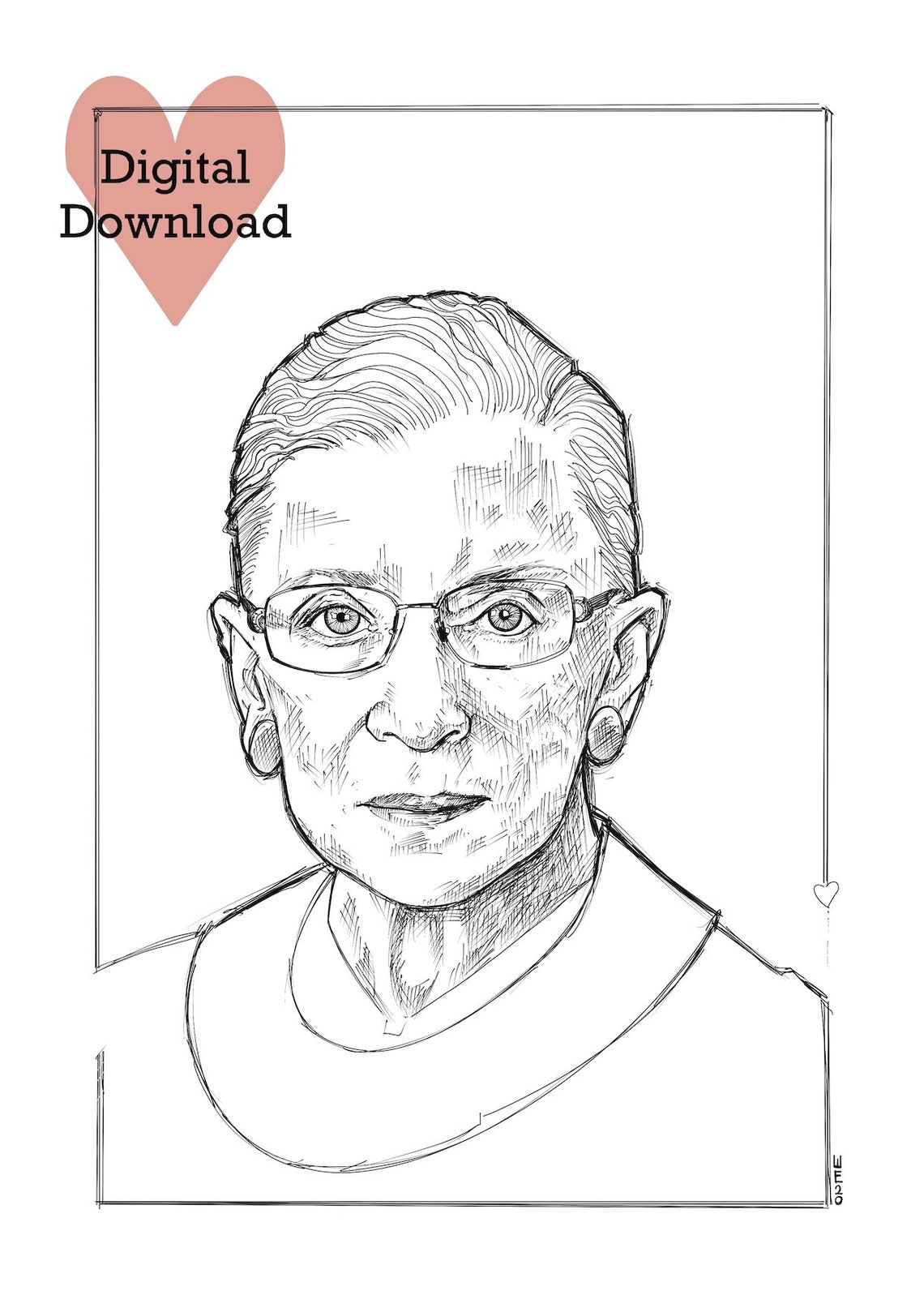 Ruth Bader Ginsburg, Printable , Black and White , Art Poster, Digital ...