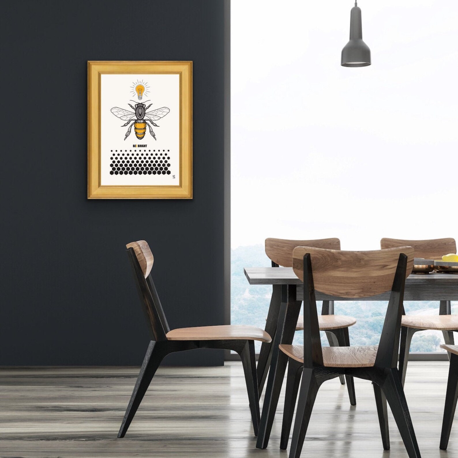 Bee Decor, Bee Bright Printable, Bee Decorations, Hexagon Wall Art ...