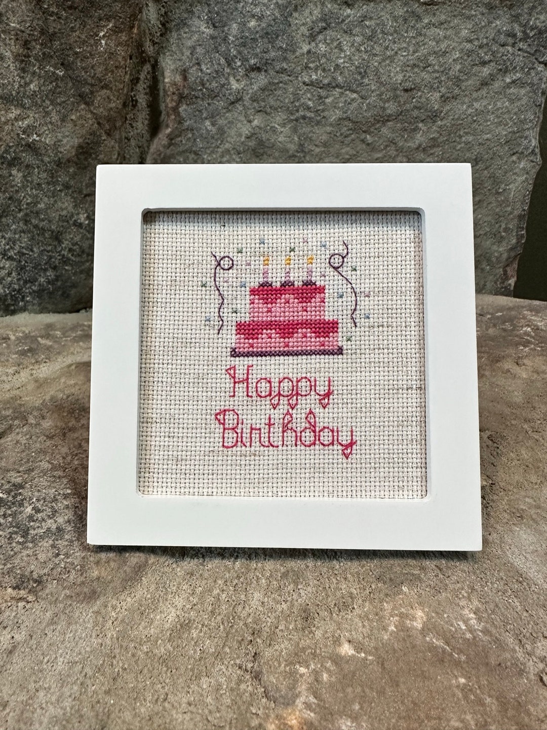 Happy Birthday Cross Stitch Art, Handmade, Completed - Etsy