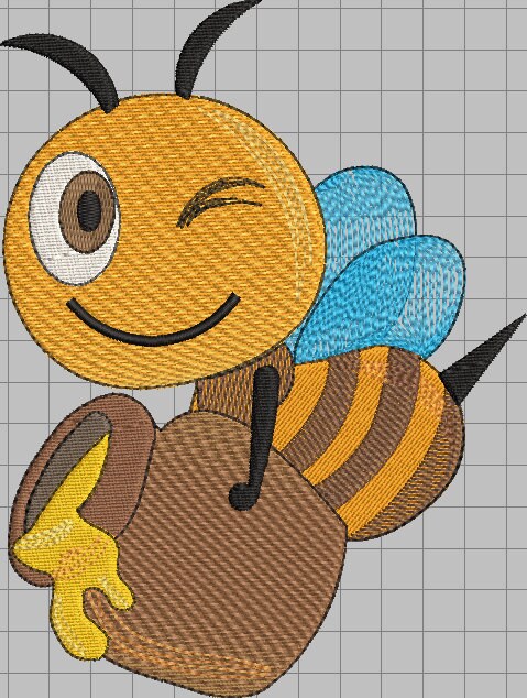 Winking Bee With Jar Full of Honey / Instant Download - Etsy