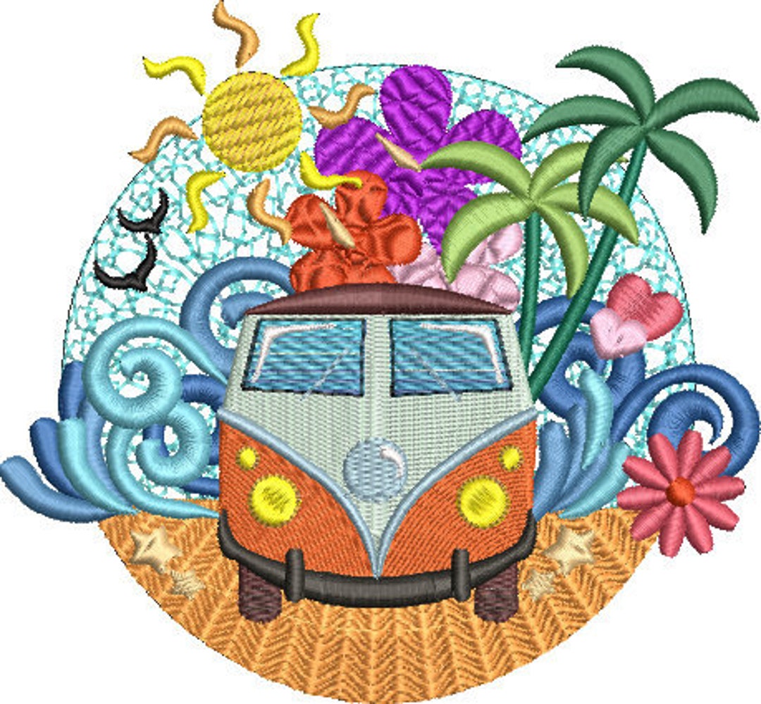 Summer Breeze Camper Van Embroidery Design - Etsy