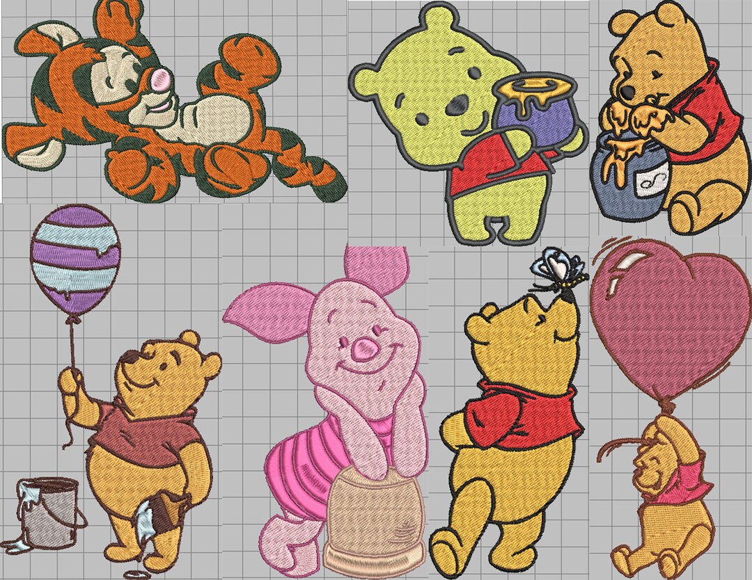 SET of Seven Pooh Embroidery Designs - Etsy