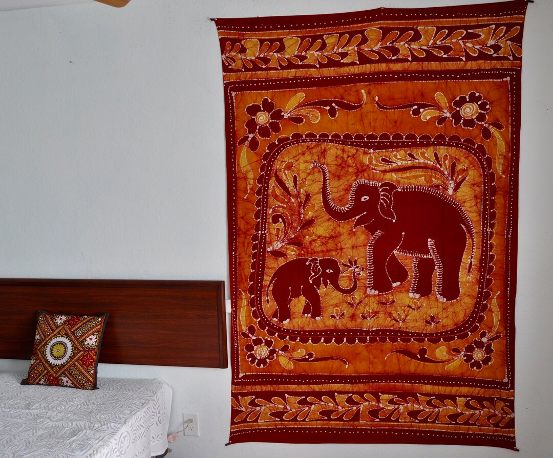Batik Elephant Tapestry,batik Single Bedsheet, Bedcover,boho,hippi, - Etsy