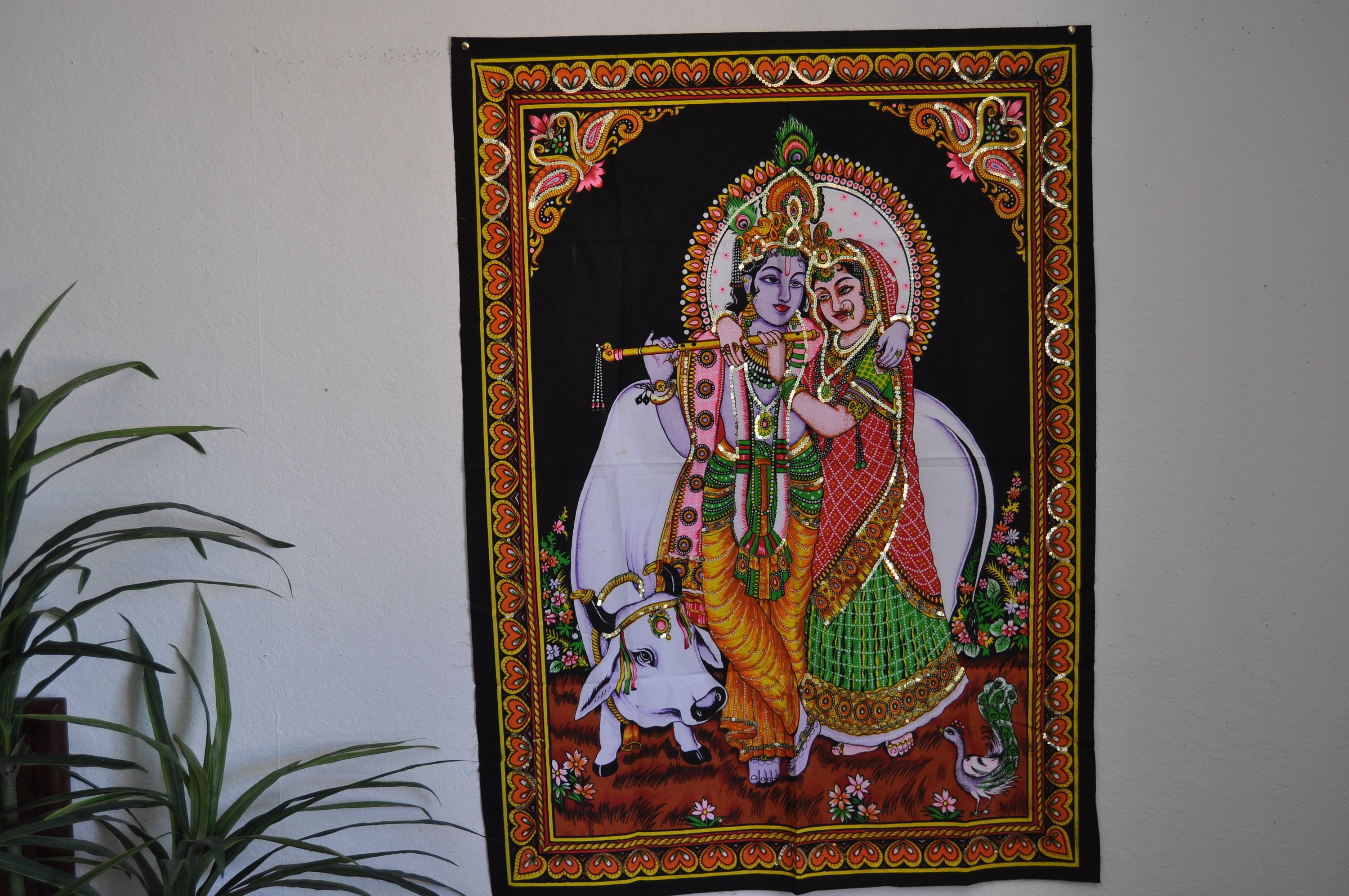 Lord Krishna With Ratha Poster With Sequencewall Decor | Etsy