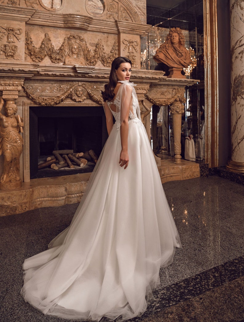 Light Dress With Neckline Custom Dress for Bridal Long - Etsy