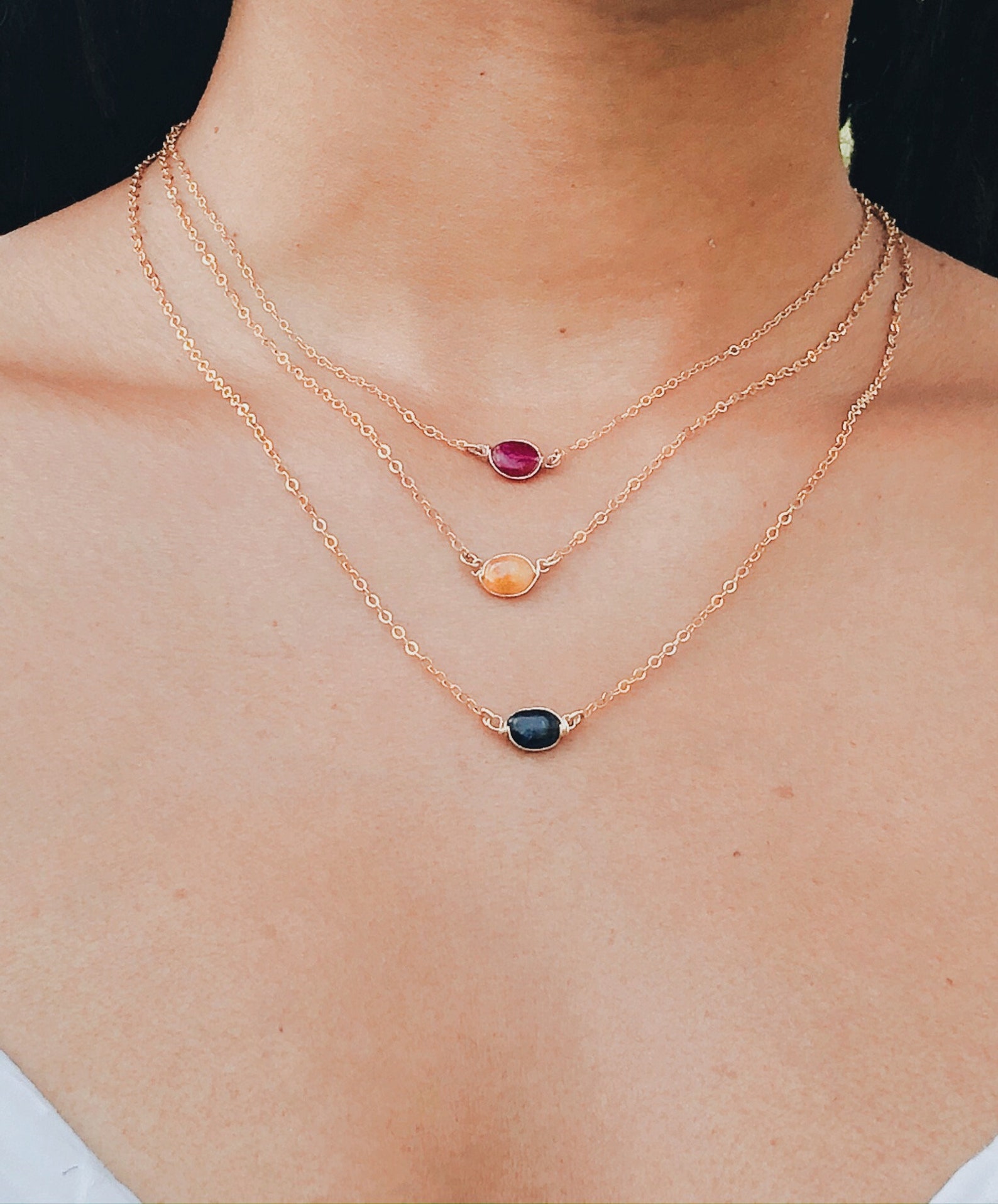 Sugar Necklace | Simple Handmade Gemstone Layering Necklace | 14K Gold ...