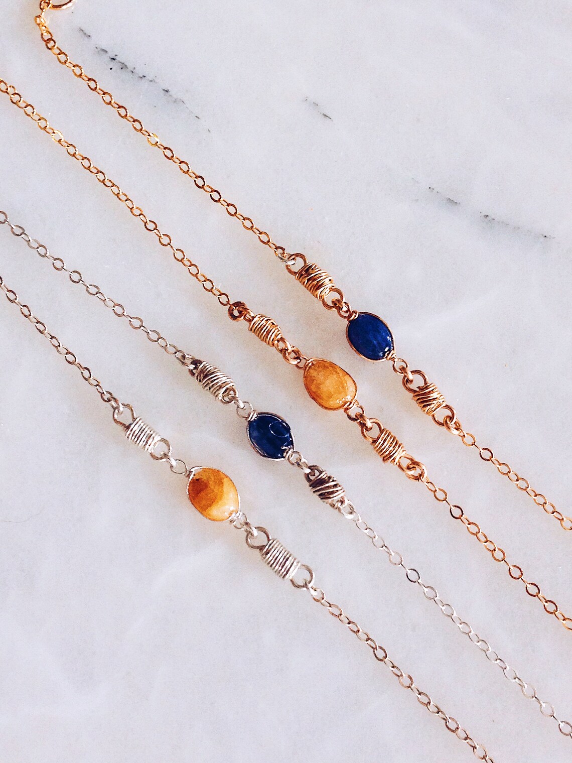 Good Fortune Bracelet Handmade 14K Gold Filled Sterling Silver Gemstone ...