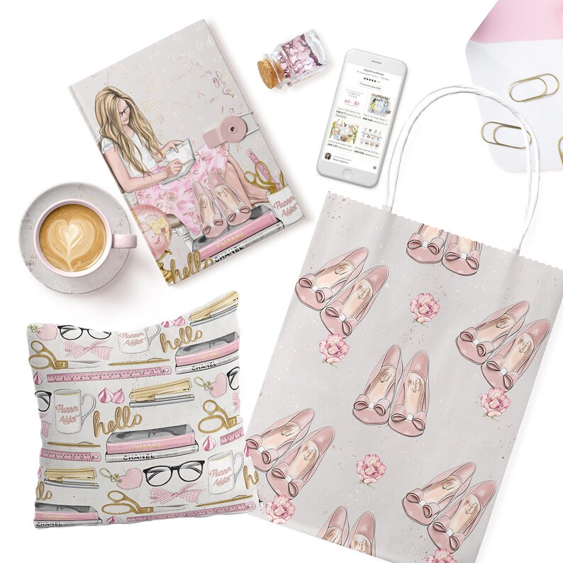 Planner Girl Seamless Pattern Fashion Digital Paper Boss Girl | Etsy