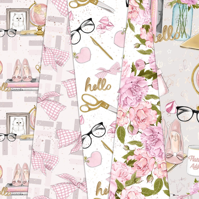 Planner Girl Seamless Pattern Fashion Digital Paper Boss Girl | Etsy