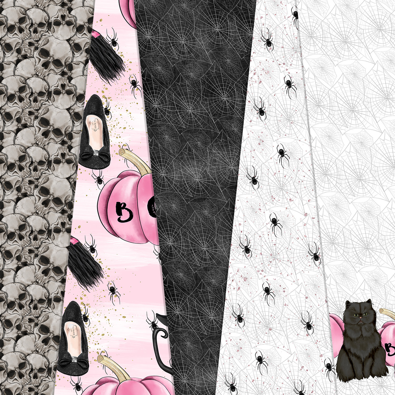 Halloween Paper Witch Seamless Pattern Fashion Girl Pumpkin - Etsy