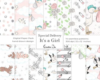 It's a Boy Seamless Pattern New Baby Boy Digital Paper - Etsy