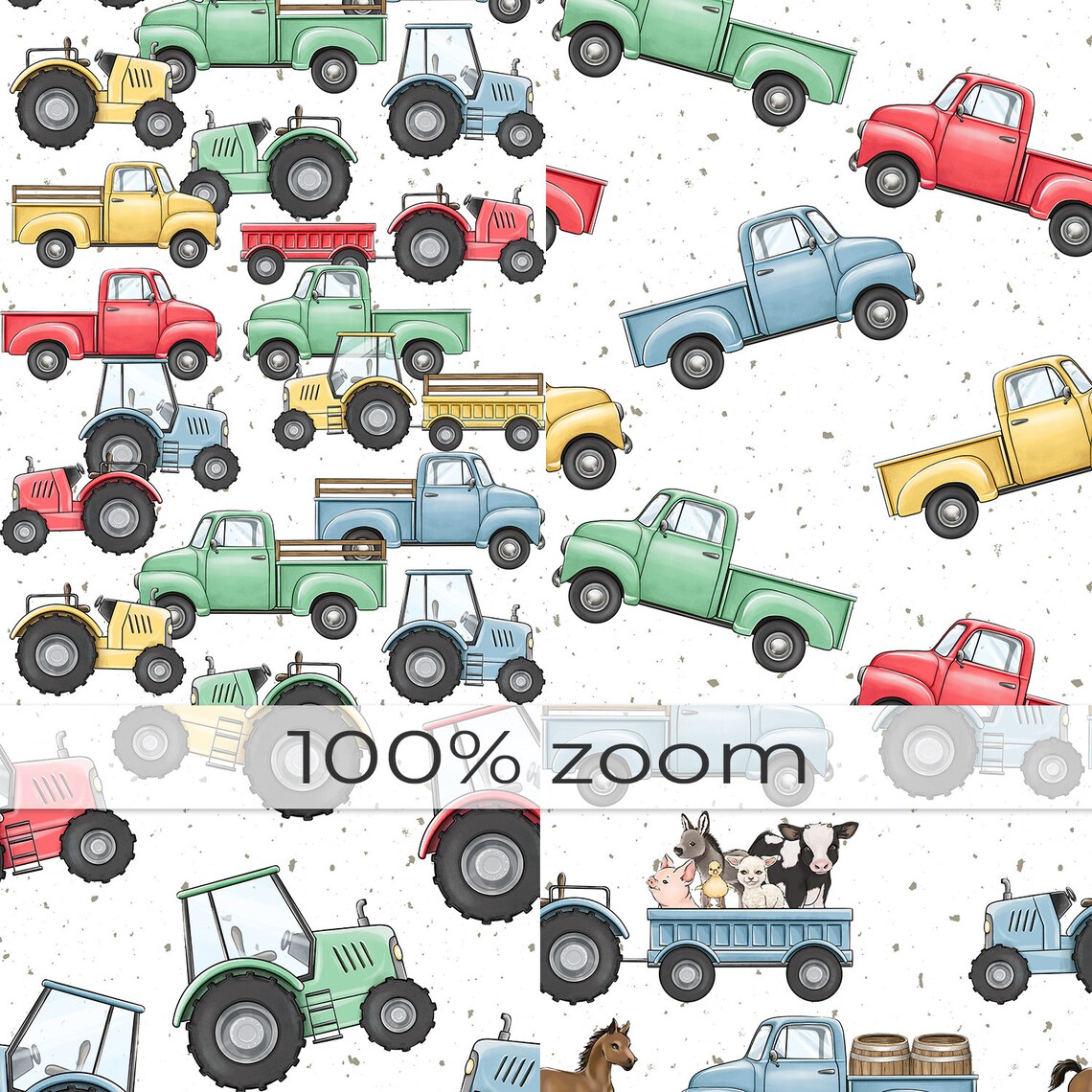 Farm Machines Pattern Tractor Digital Paper Truck Seamless - Etsy