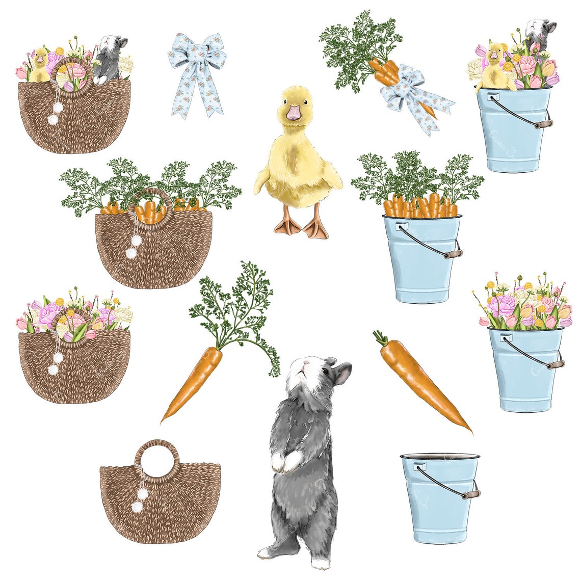 Spring Blossom Clipart Easter Cute Animals Images Surface - Etsy