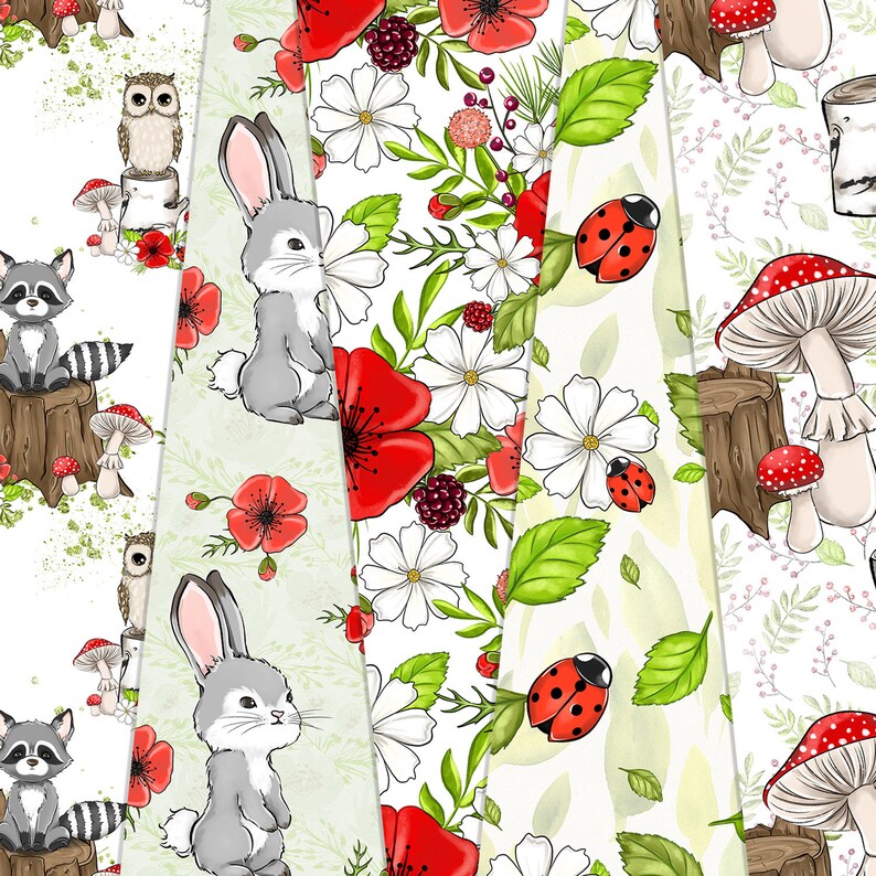 Woodland Animals Digital Paper Deer Woodland Scrapbook Paper | Etsy