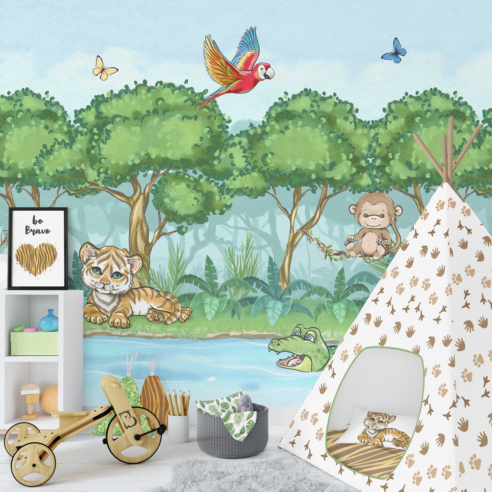 Jungle Rainforest Doodle Line Clipart Kids Printable Coloring - Etsy