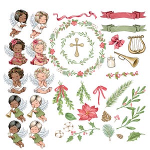 Christmas Carol Angel Singing Clipart Holiday Illustration Wreath ...