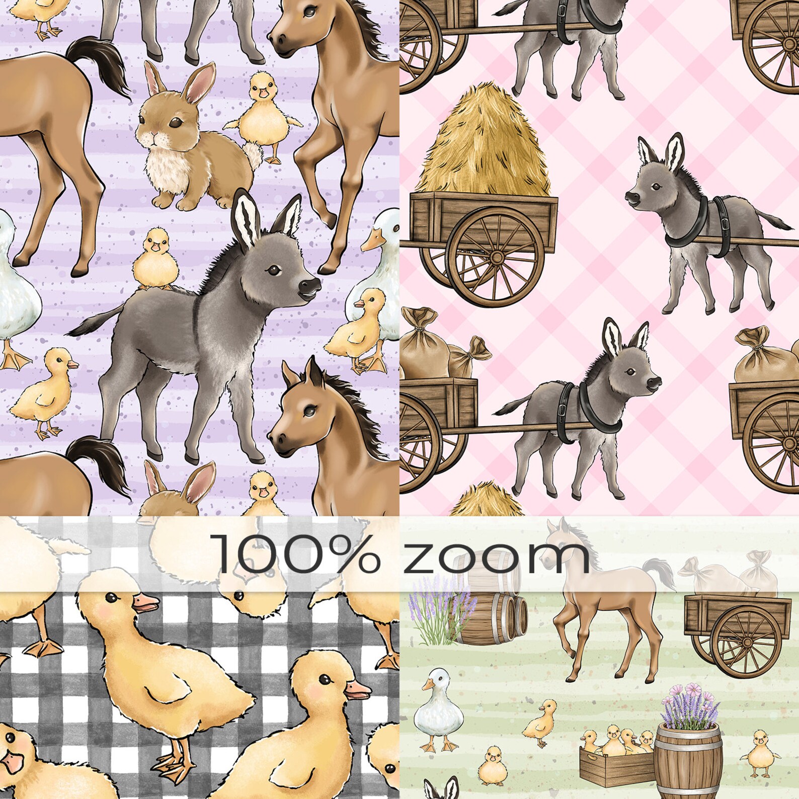 Farm Animals Digital Paper Farmyard Seamless Pattern Cute - Etsy
