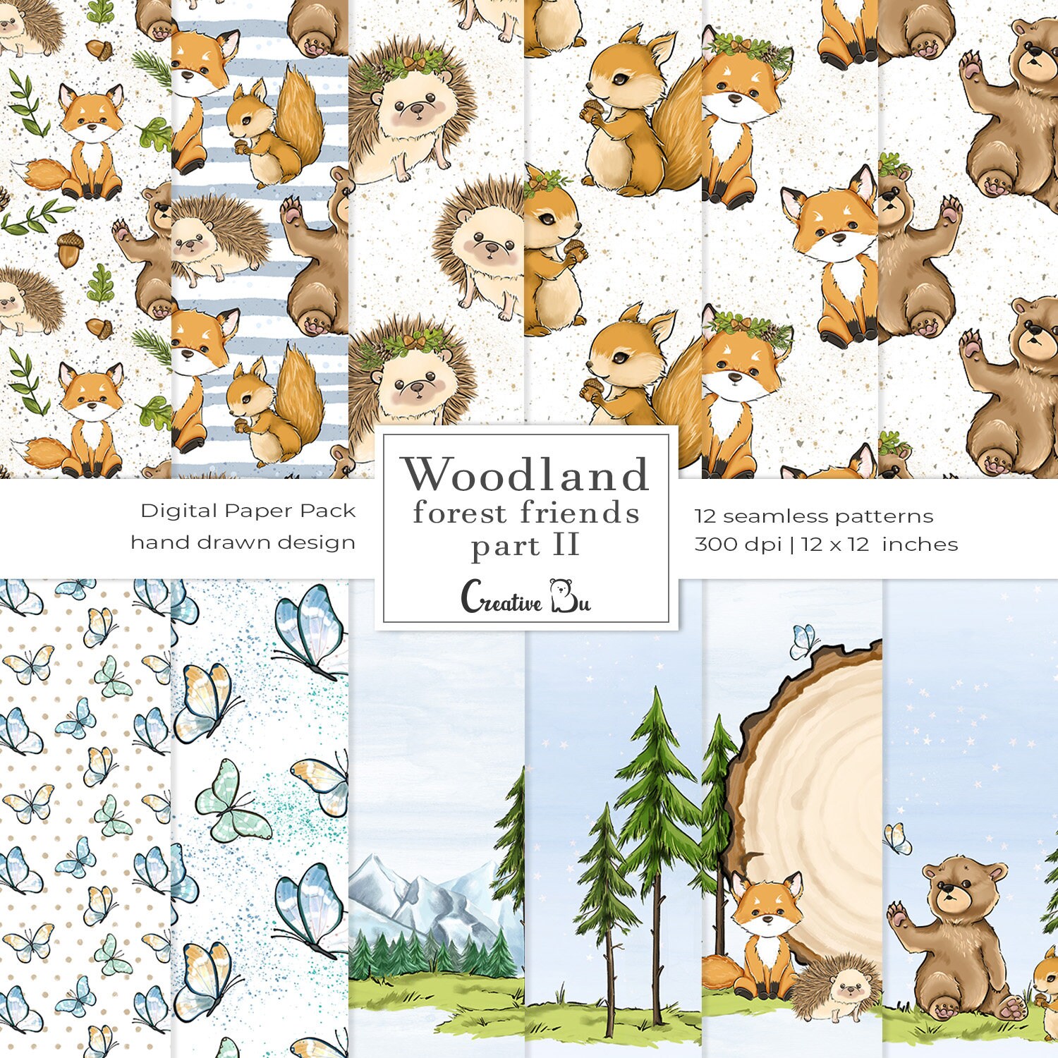 Woodland Animals Digital Paper Into the Forest Pattern Foliage - Etsy ...