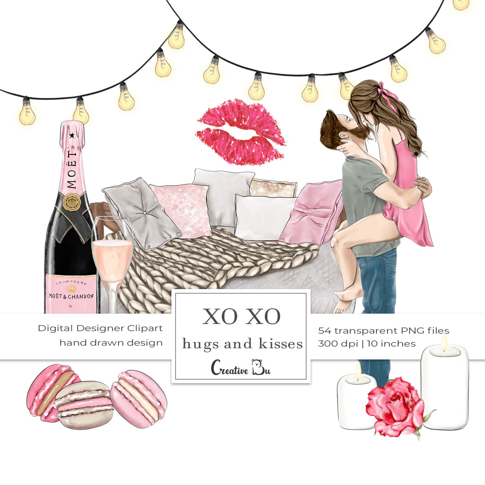 Couple Clipart Valentines Day Clipart Love Fashion - Etsy