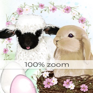Farm Animal Watercolor Easter Clipart Cute PNG Bunny Blacknose Sheep ...