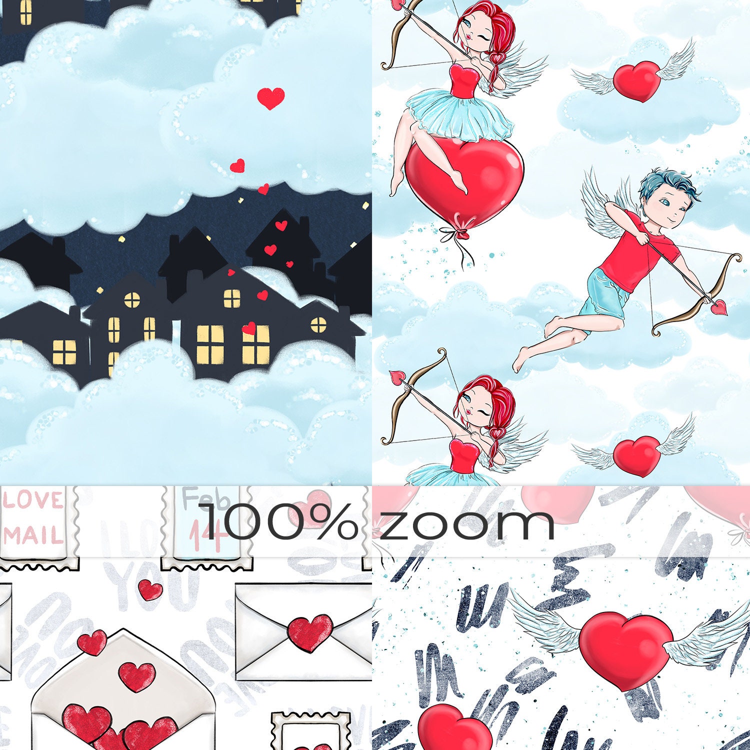 Love is in the Air Seamless Pattern Digital Paper Valentine - Etsy