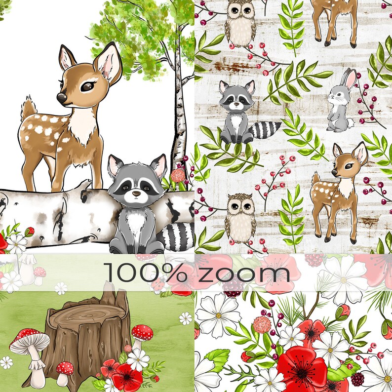 Woodland Animals Digital Paper Deer Woodland Scrapbook Paper | Etsy