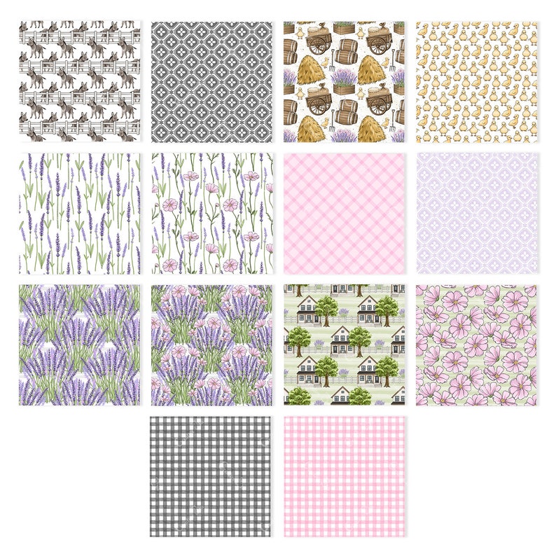 Farmhouse Pattern Cute Donkey Horse Duckling Digital Paper - Etsy