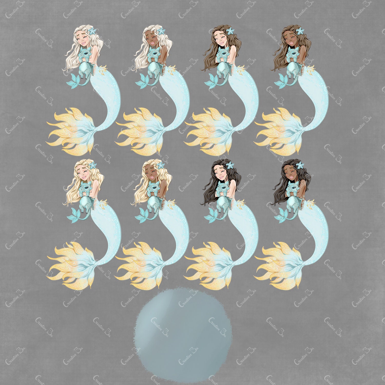 Mermaid Hug Baby Dragon Fashion Illustration Pet PNG Fairy - Etsy