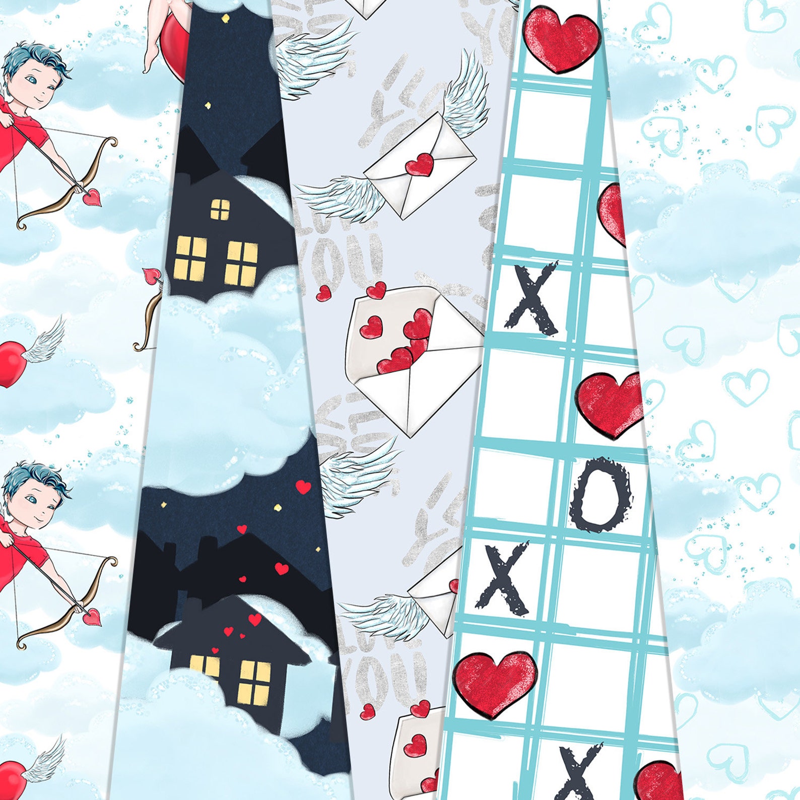 Love is in the Air Seamless Pattern Digital Paper Valentine - Etsy