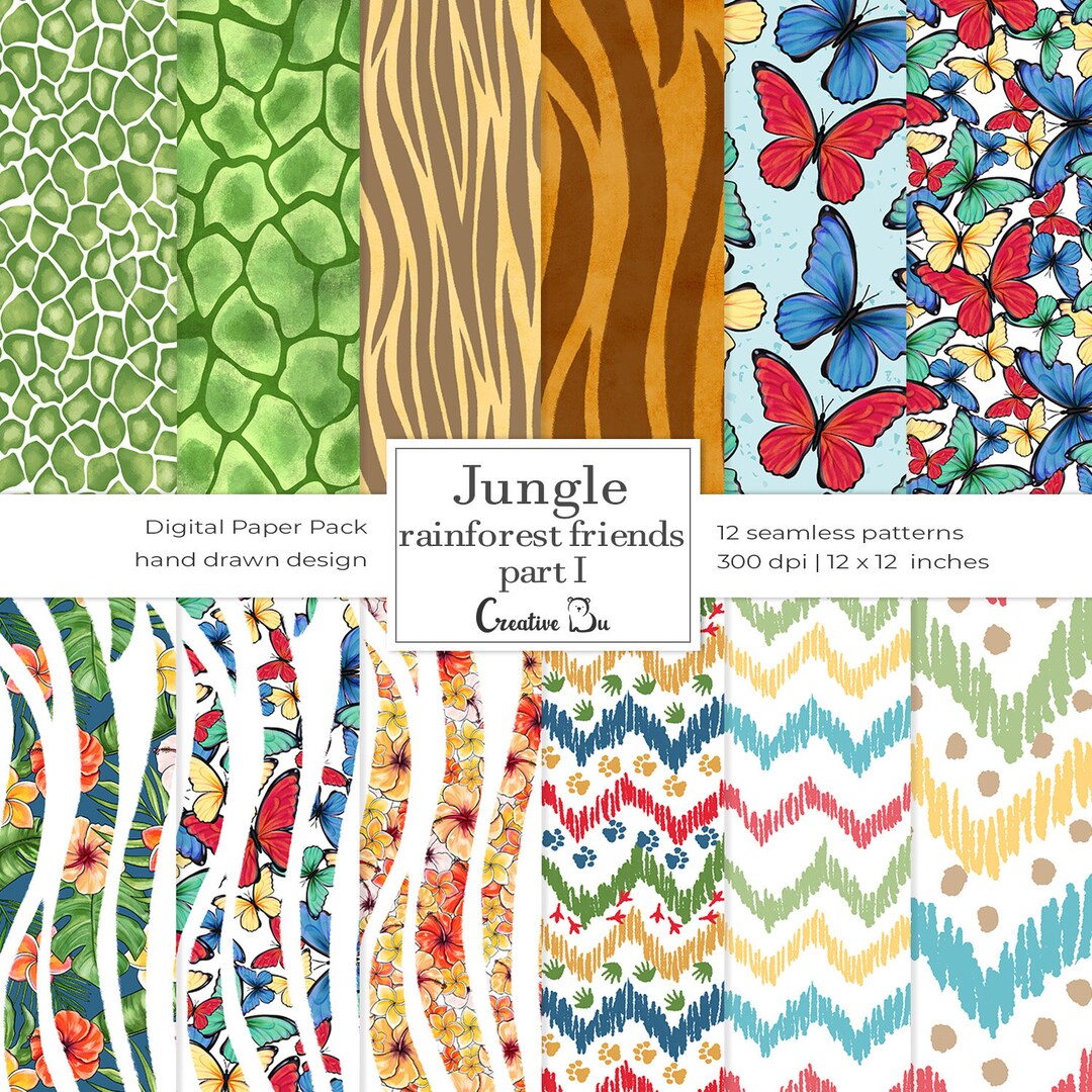 Jungle Animal Skin Seamless Pattern Rainforest Tropical Friends Paper ...