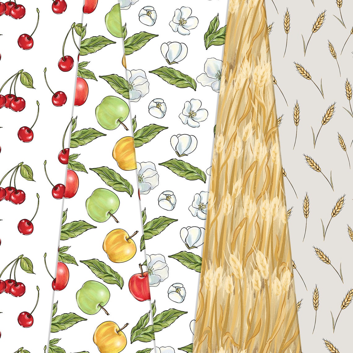 Farm Digital Paper Farmyard Seamless Pattern Fruit Apple - Etsy