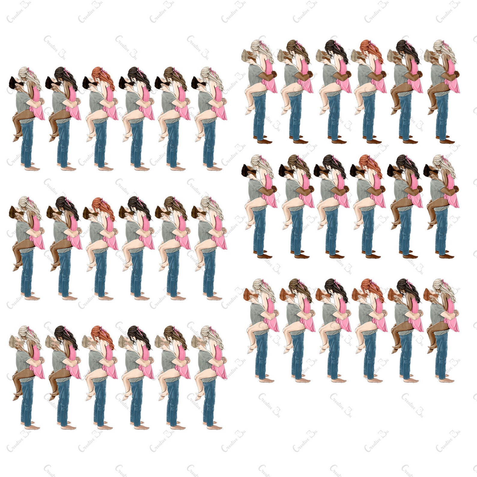 Couple Clipart Valentines Day Clipart Love Fashion - Etsy