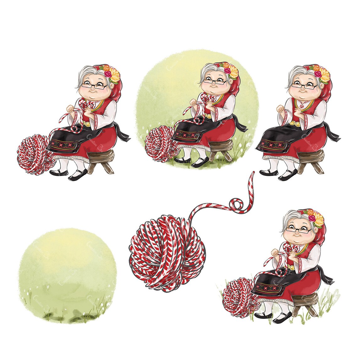 Granny March Knitting Clipart Illustration Baba Marta Clipart - Etsy