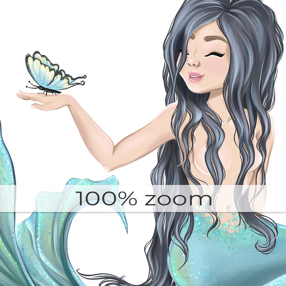 Mermaid and Buterfly Clipart Illustration Oceans Mermay - Etsy