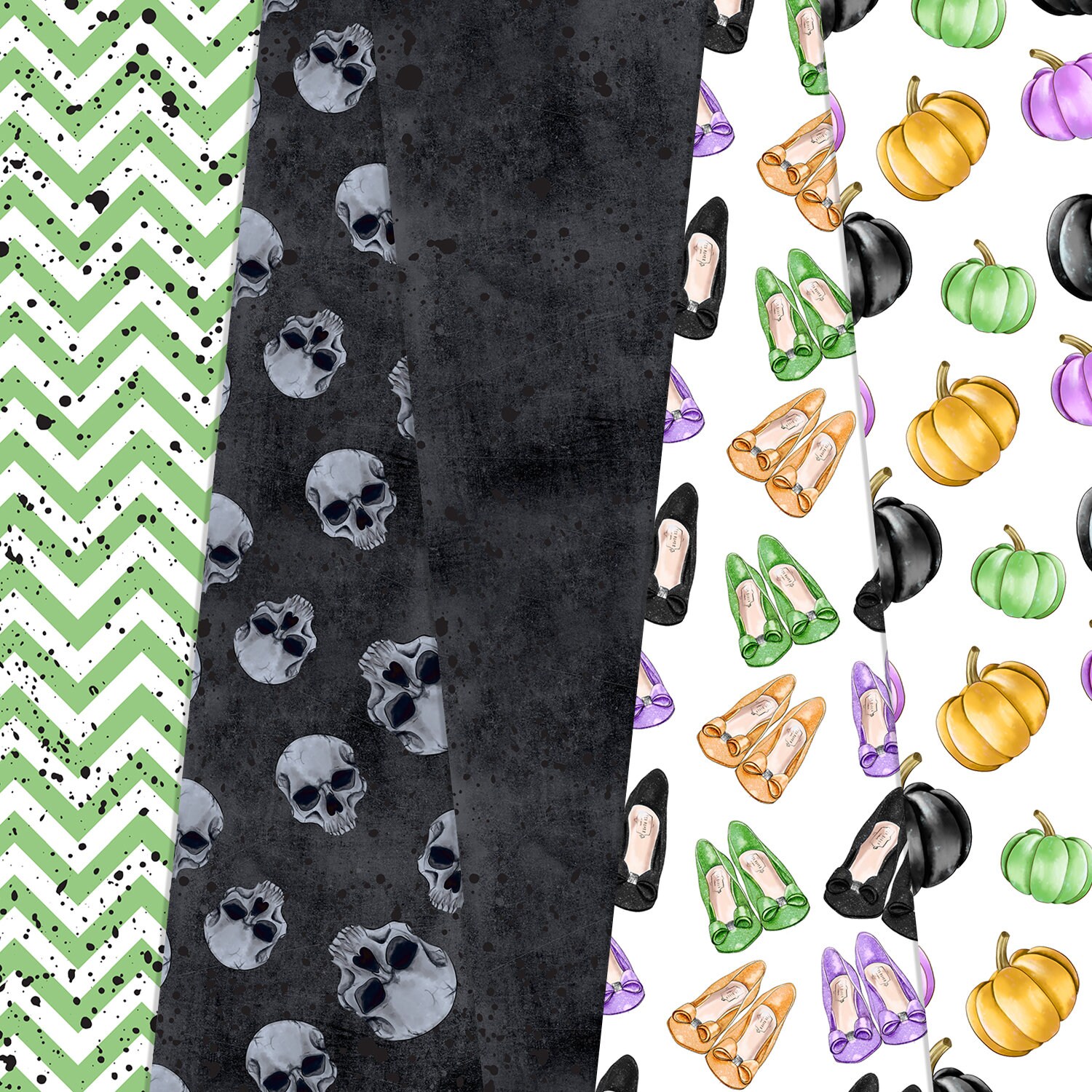 Fashion Halloween Paper Pumpkin Seamless Pattern Skull Chevron - Etsy
