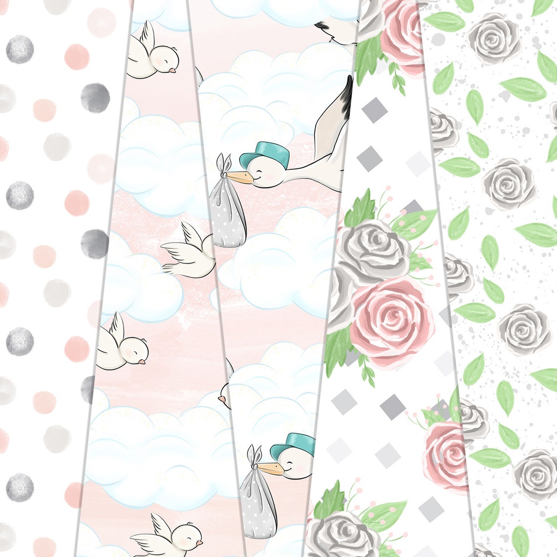 It's a Girl Seamless Pattern New Baby Girl Digital Paper | Etsy