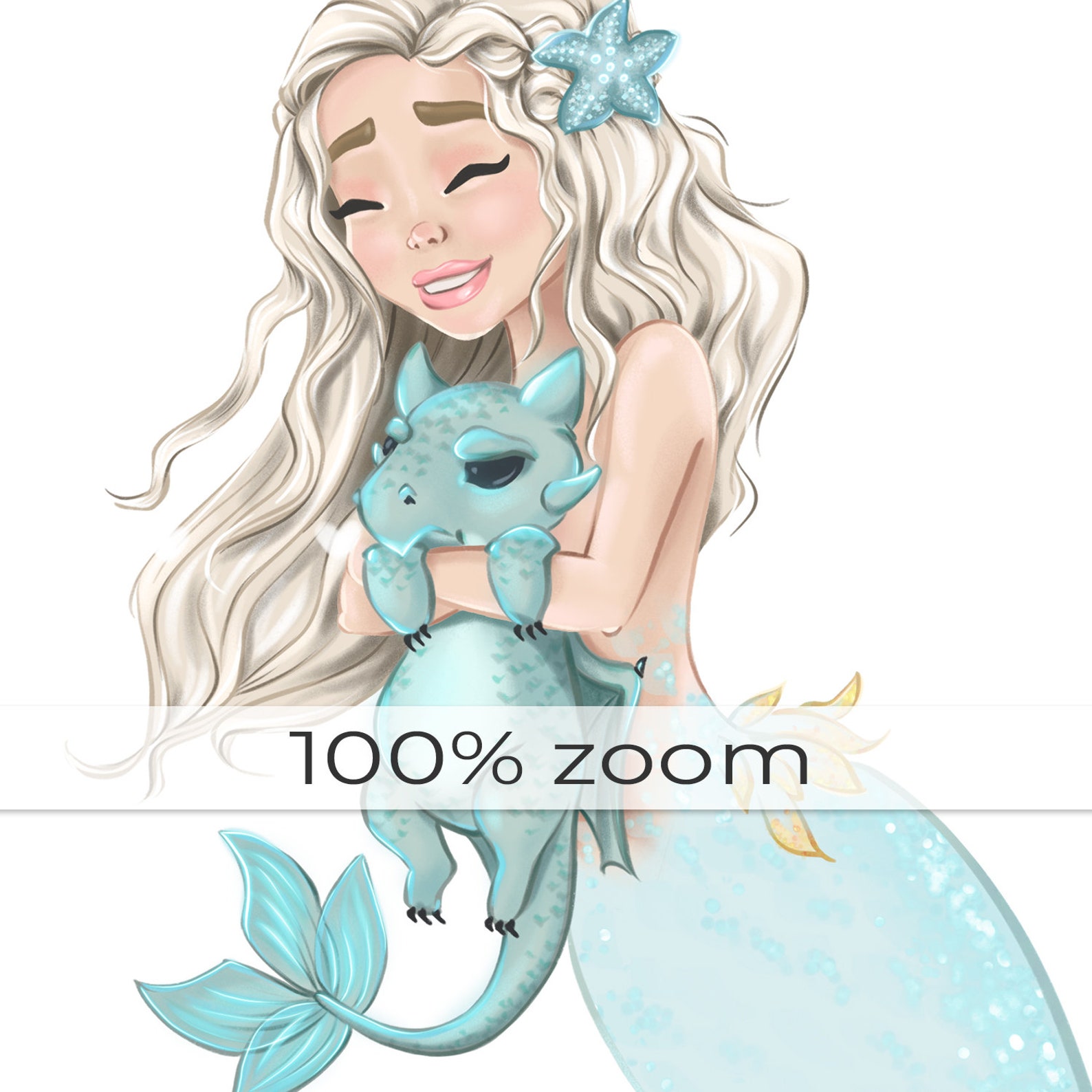 Mermaid Hug Baby Dragon Fashion Illustration Pet PNG Fairy - Etsy